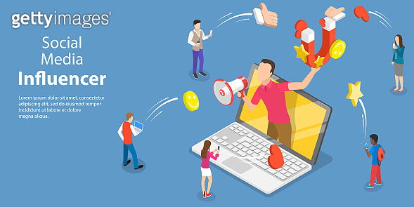 3D Isometric Flat Vector Conceptual Illustration of Social Media ...