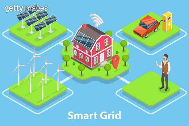 3D Isometric Flat Vector Conceptual Illustration of Smart Grid 이미지 ...
