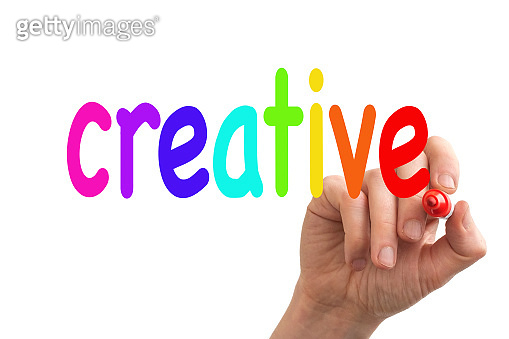 the word creative written on whiteboard in colorful letters 이미지 ...