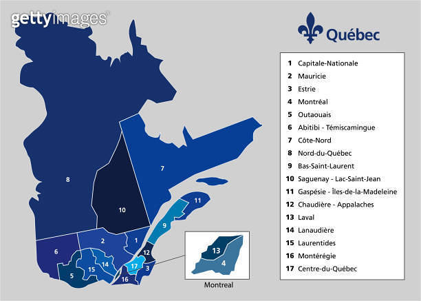 Province of Quebec map with counties borders administrative area 이미지 ...