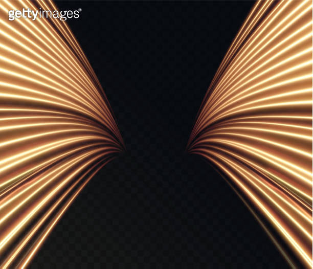 Luminous gold wavy line of light on a transparent background. Gold ...
