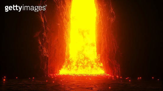 Hell gates. hell fire. Devil portal. Sinner. Religious concept. 3d ...