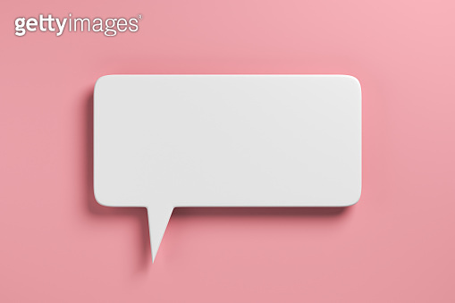 Empty white social media notification icon on a pink background ...