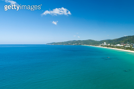 Aerial view Drone camera of Tropical sea at Karon beach Phuket Thailand ...