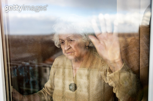 Senior woman who cannot leave the house due to an epidemic (1307432220 ...