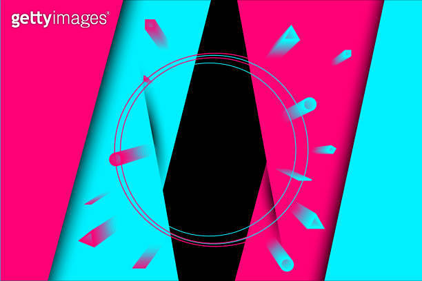 Futuristic abstract blue red gradient wave line vector with Memphis on ...