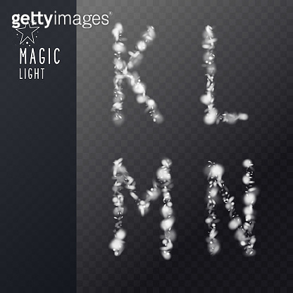 Decorative letters of the Latin alphabet from clouds. Uppercase letters ...