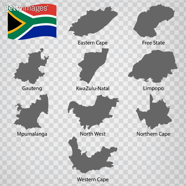 Nine Maps provinces of South Africa - alphabetical order with name ...