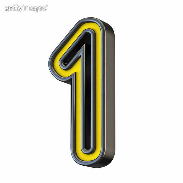 Yellow black outlined font Number 1 ONE 3D 이미지 (1340359072) - 게티이미지뱅크