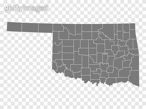 State Oklahoma map on transparent background. Oklahoma map with regions ...