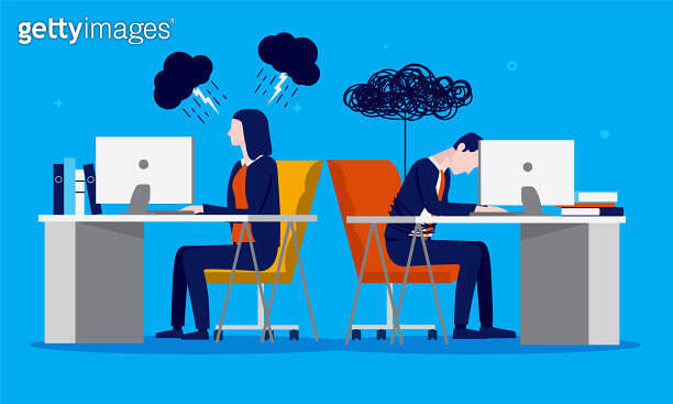 Job dissatisfaction - Two business people feeling negative and ...