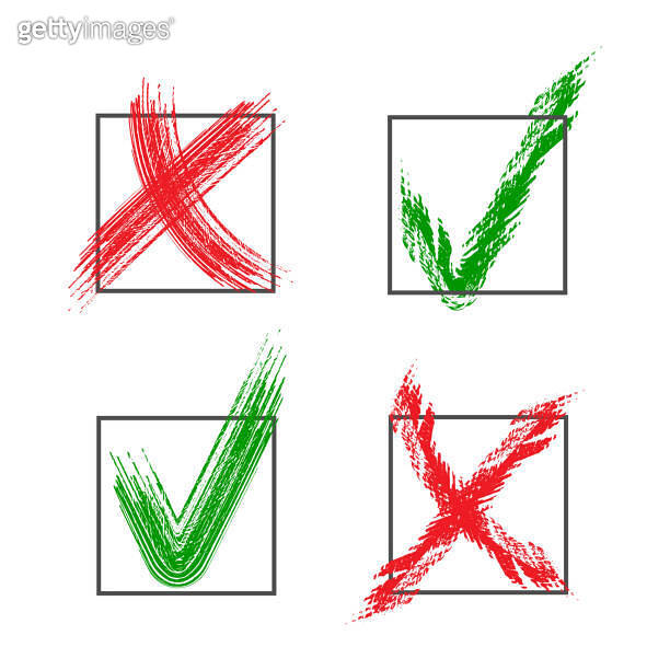 Check boxes and cross marks in sketch hatching style. Tick and cross ...