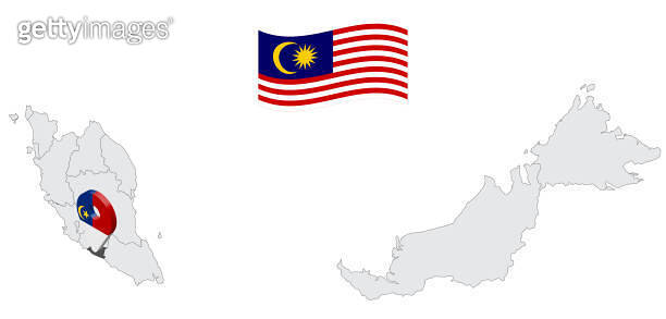 Location of State Malacca on map Malaysia. 3d State Malacca flag map ...