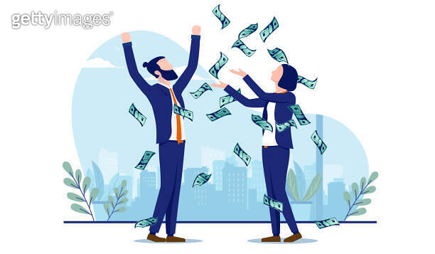 Businessman and woman making money together (1324839874) 일러스트, 무료 일러스트 ...