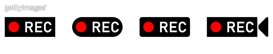 Recording sign icon. Rec icons. Black symbol for start of recording ...