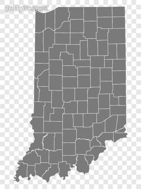 State Indiana map on transparent background. Indiana map with regions ...