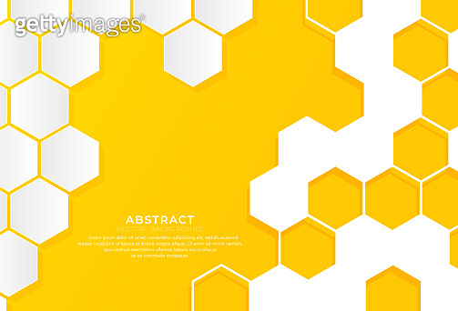 Abstract white honeycomb vector pattern on yellow gradient background ...