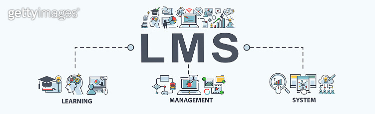 LMS - Learning Management System web icon for lesson and online ...