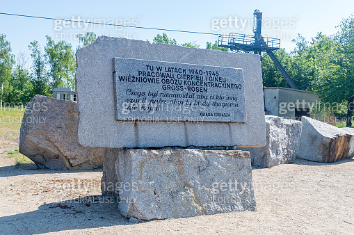 Memorial plaque of prisoners of Gross-Rosen, German nazi concentration ...