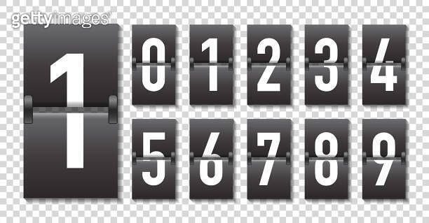 Countdown with turn over numbers. Counter of timer. Clock scoreboard ...