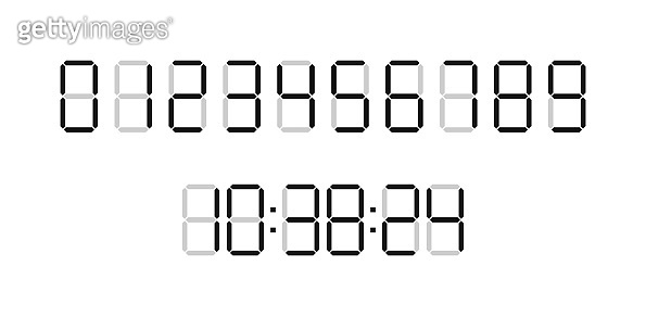 Digital time clock. Numbers for timer, calculator and watch display ...