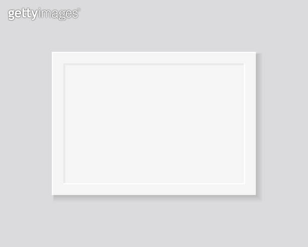 White square frame for picture or photo on wall. 3d white frame with ...