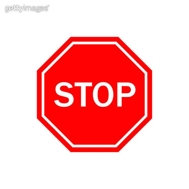 Stop sign. Icon of stop for traffic. Red octagon for road and street ...