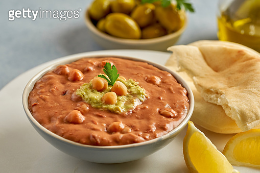 Fava beans dip. Traditional egyptian, middle eastern food foul medames ...