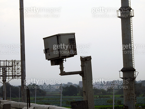 A static cutting edge traffic radar, speed trap camera ready to flash ...