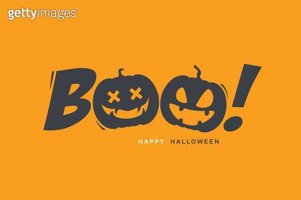 Halloween message Boo! on Orange background. 이미지 (1335169089) - 게티이미지뱅크