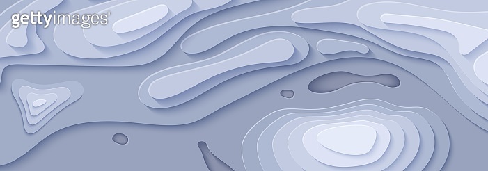 Topographic map in paper cut style. 3d abstract background with cut out ...