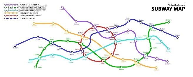 Subway map. Template of fictional town public transport scheme for ...