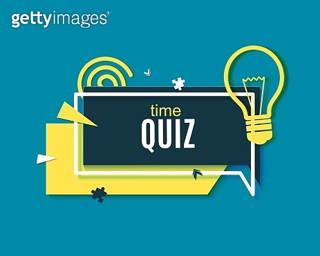 Quiz time speech bubble in paper cut style. Trivia show blue sticker in ...