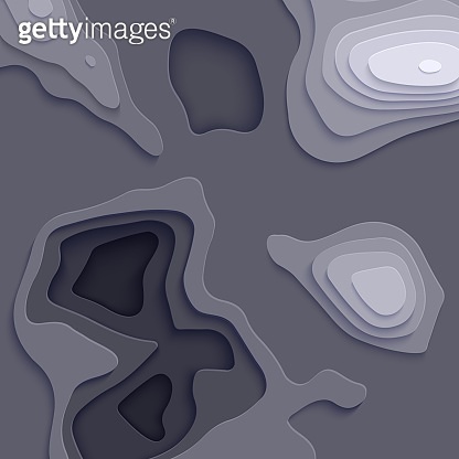 Topographic map in paper cut style. 3d abstract background with cut out ...