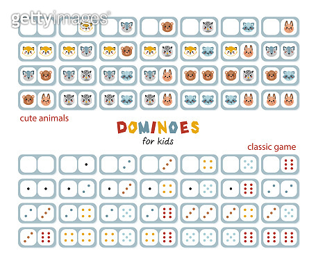 Two full Sets of Dominoes with Cute Forest Animal Faces for Kids and ...