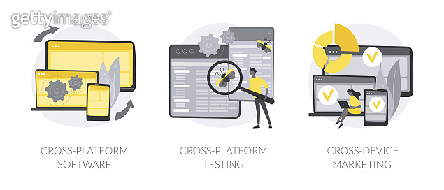 Multi platform framework abstract concept vector illustrations. 이미지 ...