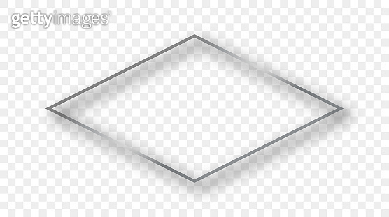 Silver glowing rhombus shape frame with shadow 이미지 (1328764810) - 게티이미지뱅크