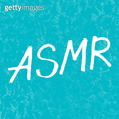 ASMR handwritten white lettering on blue textured background ...