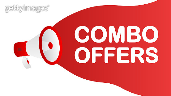 Combo Offers banner template. Marketing flyer with megaphone. Template ...