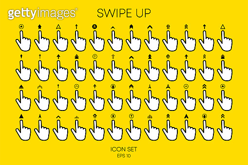 Hand Gesture Swipe big collection icons on yellow background. Vector ...