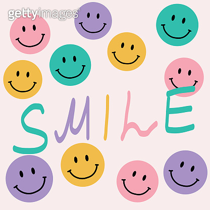 Smile background. Emoji smile. Smile line icon texture. Vector ...