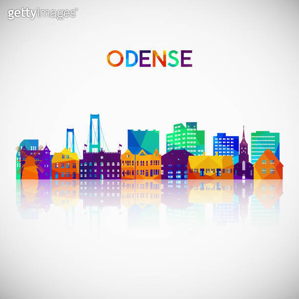 Odense skyline silhouette in colorful geometric style. Symbol for your design. Vector ...