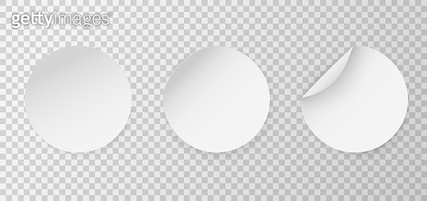Circle adhesive mockup. Round stickers. Vector circular sticker set ...