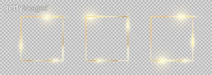Golden frame. Square gold border set. Gold frames collection with ...