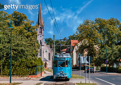 The old German tram in the suburbs of Berlin. 이미지 (1303140833) - 게티이미지뱅크