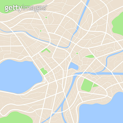 Clean top view of the day time city map with street and river ...