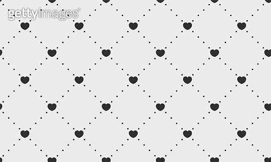 Endless seamless monochrome pattern of hearts. Black and white vector ...