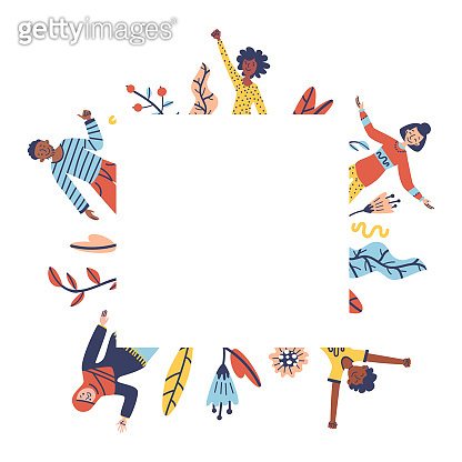 Group of people: men and women are standing together. Concept of ...