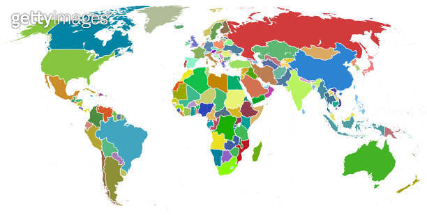 Detailed Political World Map - Every Country has Own Color - Vector ...