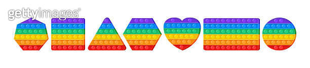 Popit vector toy, rainbow push bubbles, fidget set, sensory game ...
